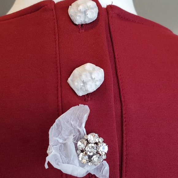J. Crew | Tops | Jcrew Jeweled Button Back Ponte Top Burgundy Xs | Poshmark